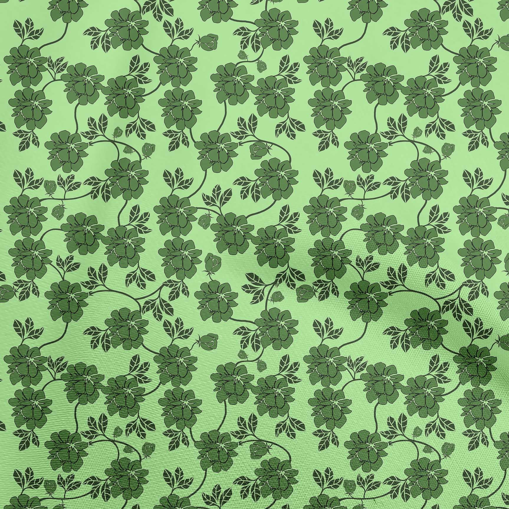 oneOone Viscose Chiffon Mint Green Fabric Leaves & Clover Sewing ...