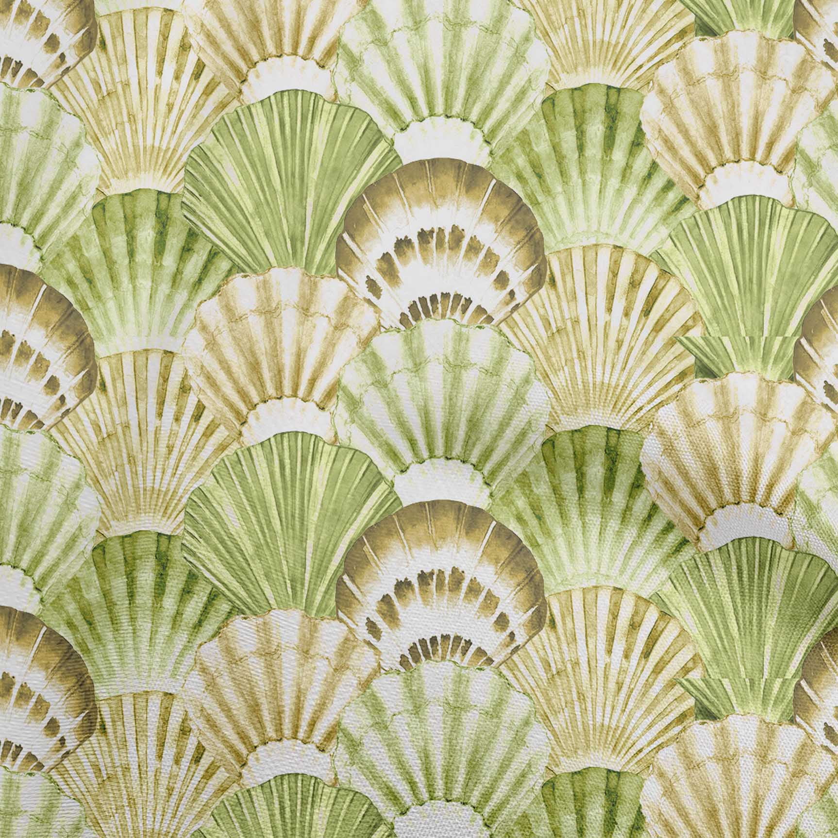 oneOone Viscose Chiffon Mint Green Fabric Sea Shells Ocean Quilting ...