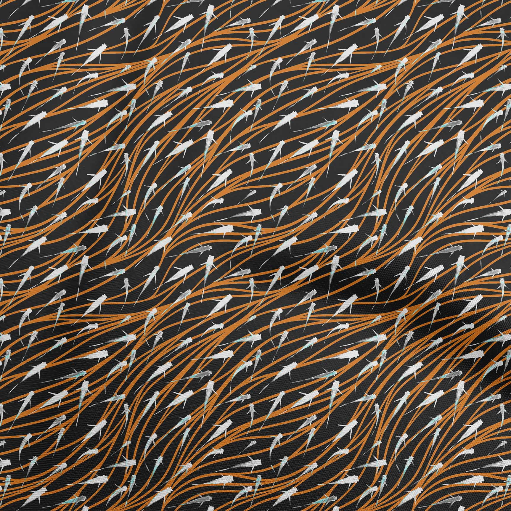 oneOone Viscose Chiffon Rust Brown Fabric Ocean Underwater Fish Dress ...