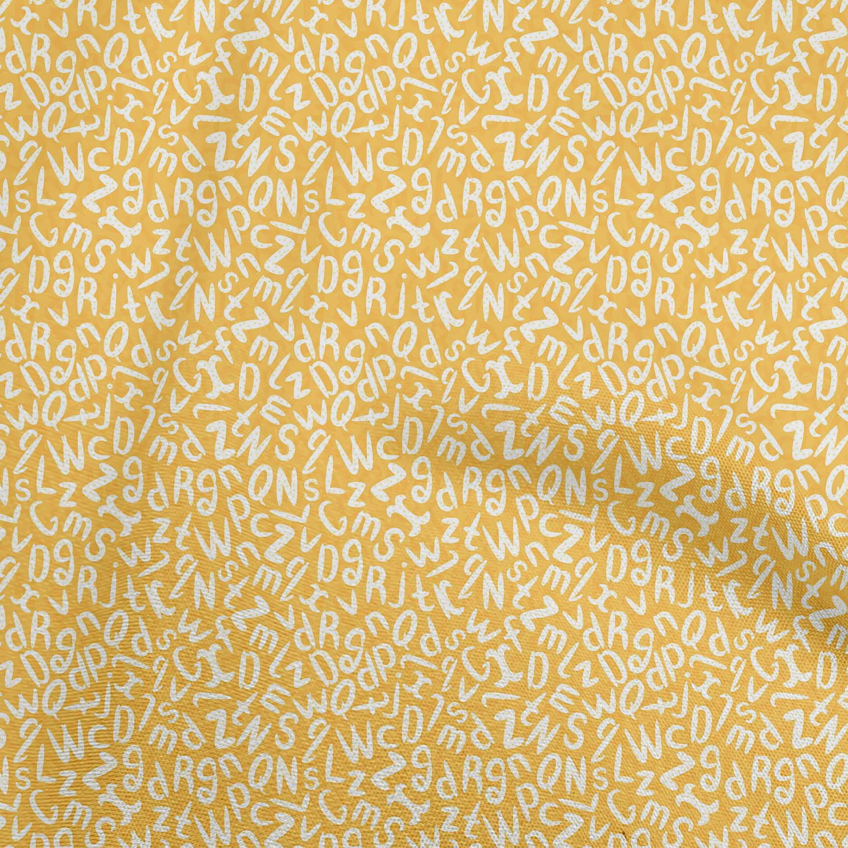 oneOone Viscose Chiffon Yellow Fabric Alphabet Quilting Supplies Print ...
