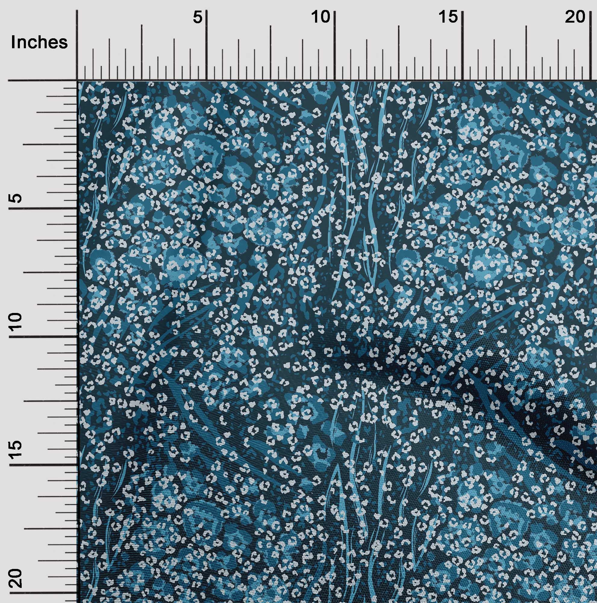 oneOone Viscose Jersey Dark Teal Blue Fabric Leopard Animal Skin Sewing ...