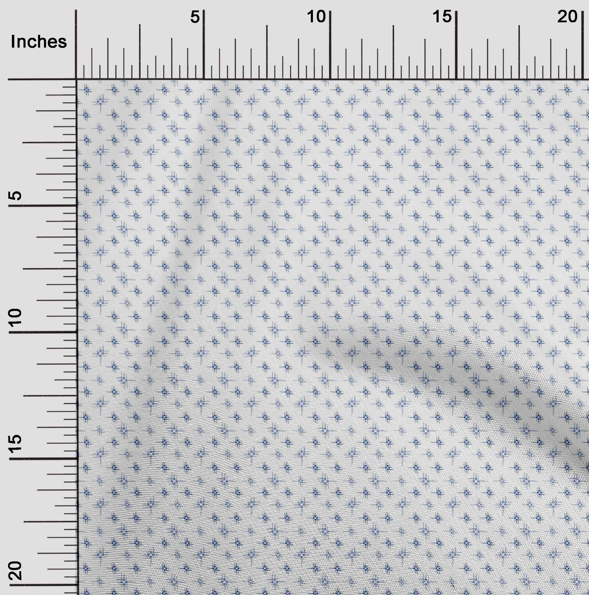 oneOone Viscose Jersey Medium Blue Fabric Line & Dot Small Sewing ...