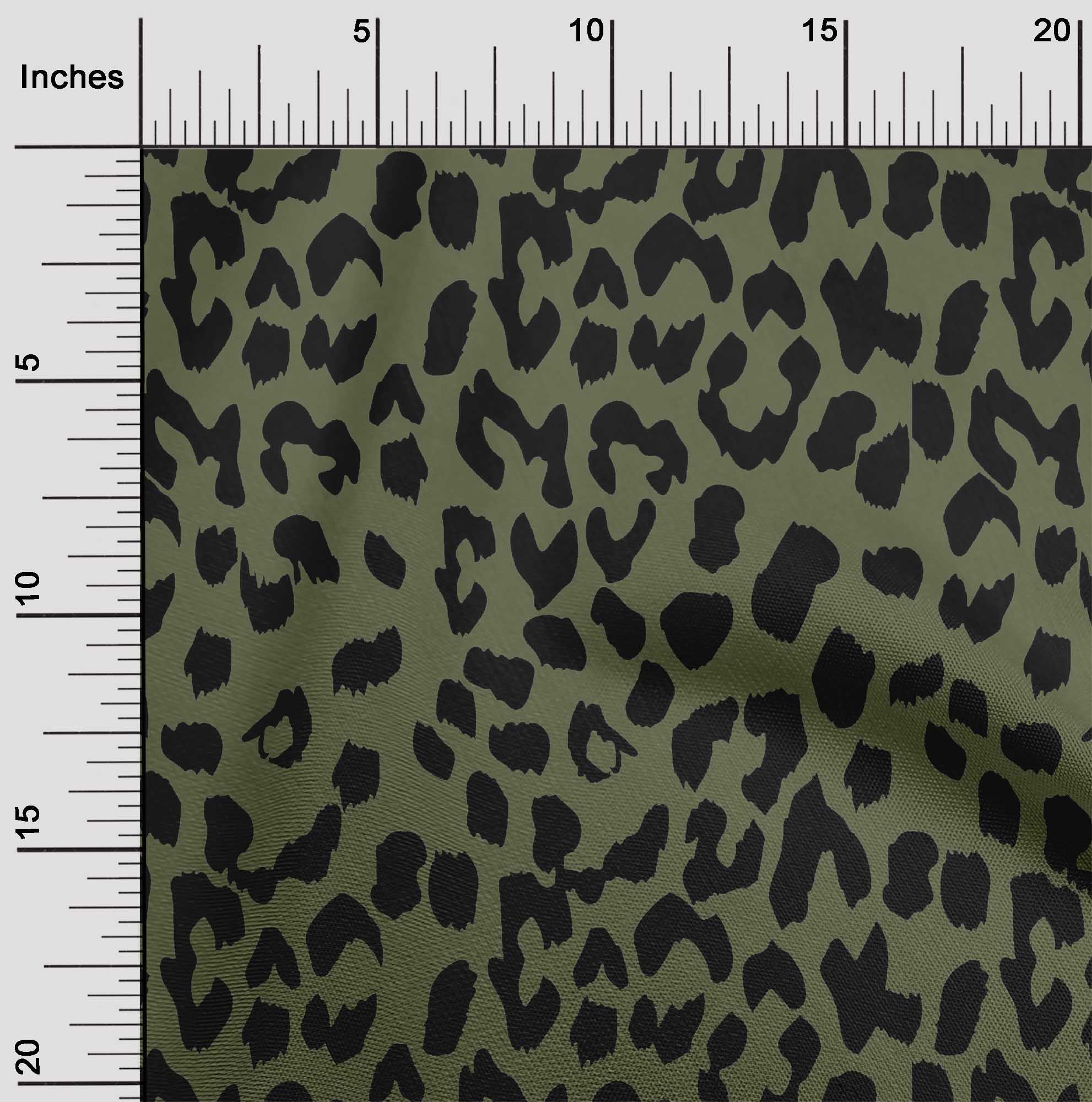 oneOone Viscose Jersey Olive Green Fabric Leopard Animal Skin Sewing ...