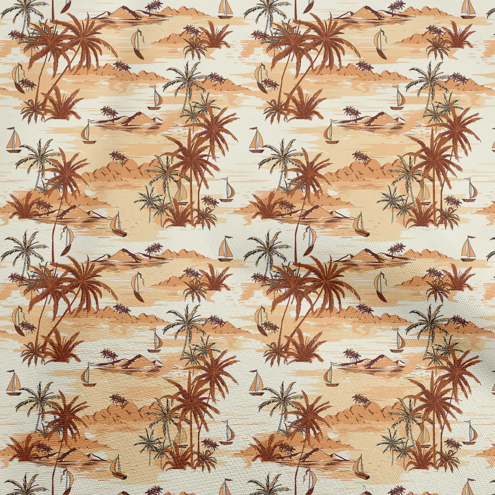 oneOone Viscose Jersey Rust Brown Fabric Beach Hawai Sewing Material ...