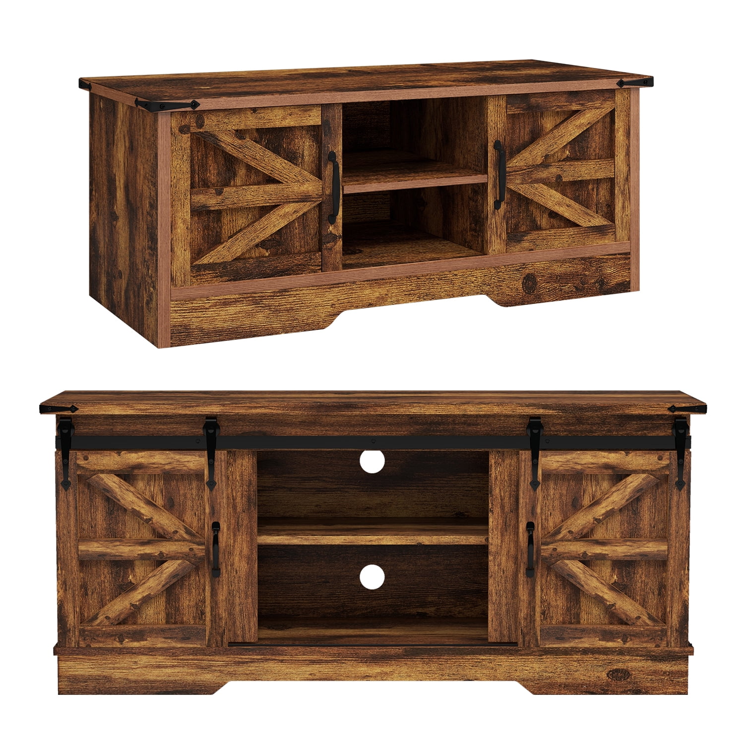 oneinmil 2-Piece Farmhouse Table Set Includes 58" Sliding Barn Door TV ...