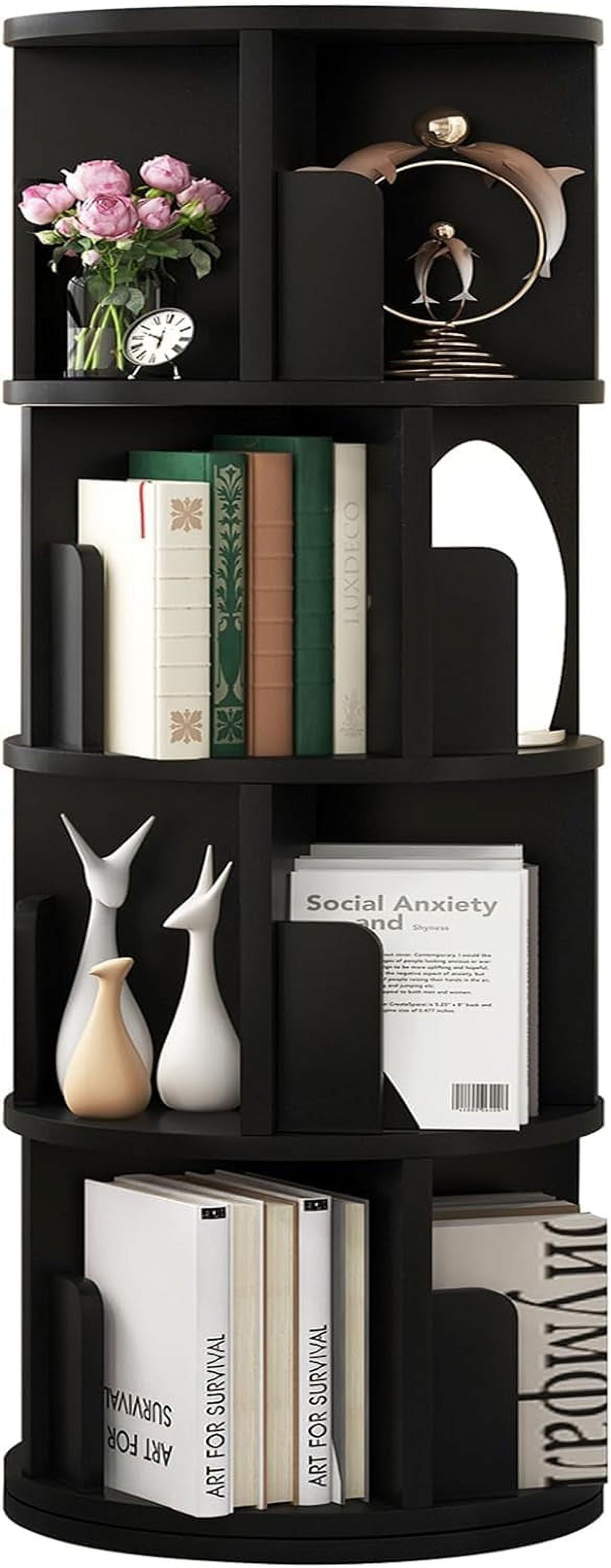 360°Rotating Bookcase, Small Corner Bookcase with a Small Footprint, 4 ...