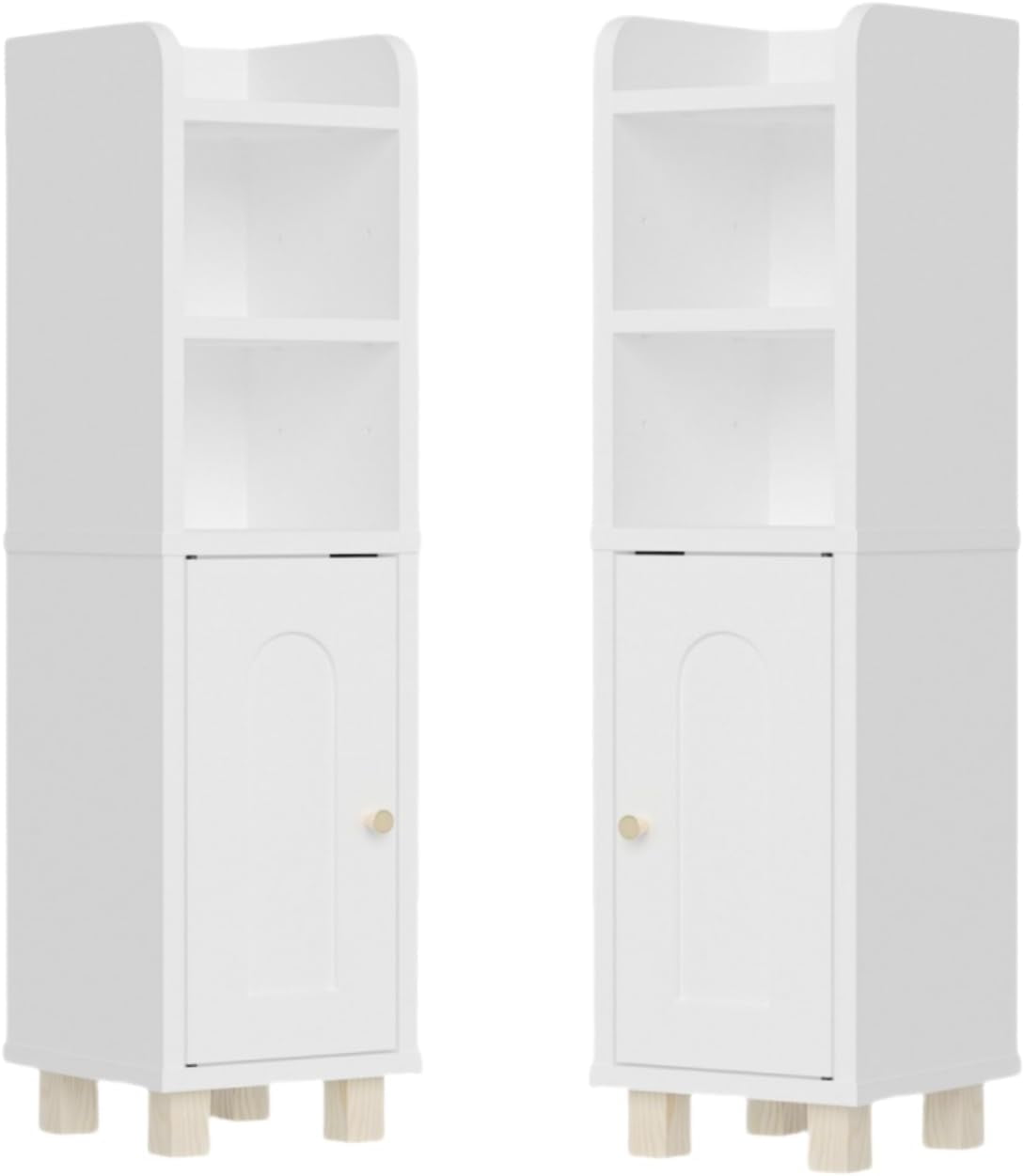 oneinmil 4 Tier Bookshelf and Bookcase Set of 2 Narrow Floor Cabinet ...