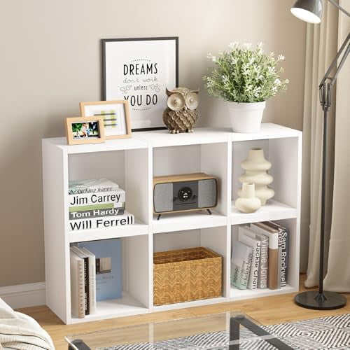 oneinmil 6 Cube Narrow Book Shelf 3-Tier 2 Pack Bookcase Storage ...