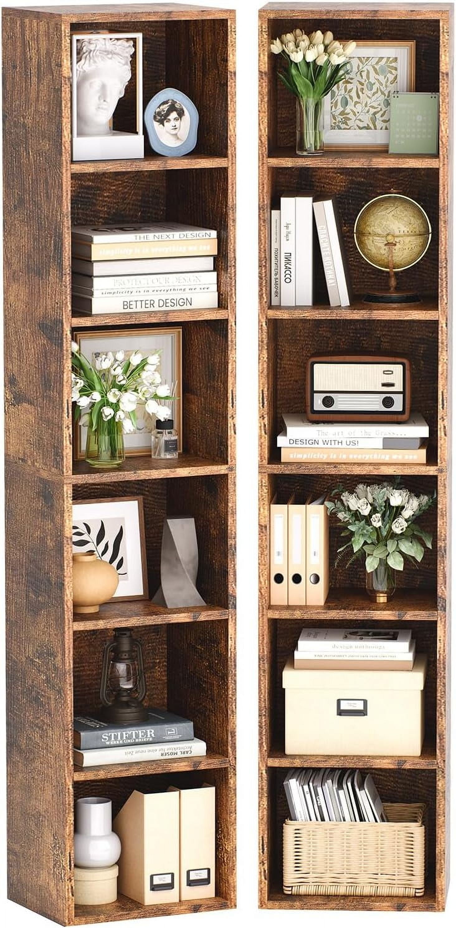 oneinmil 6-Tier Bookshelf 71.5'' Tall Narrow Set of 2 Modern Corner ...