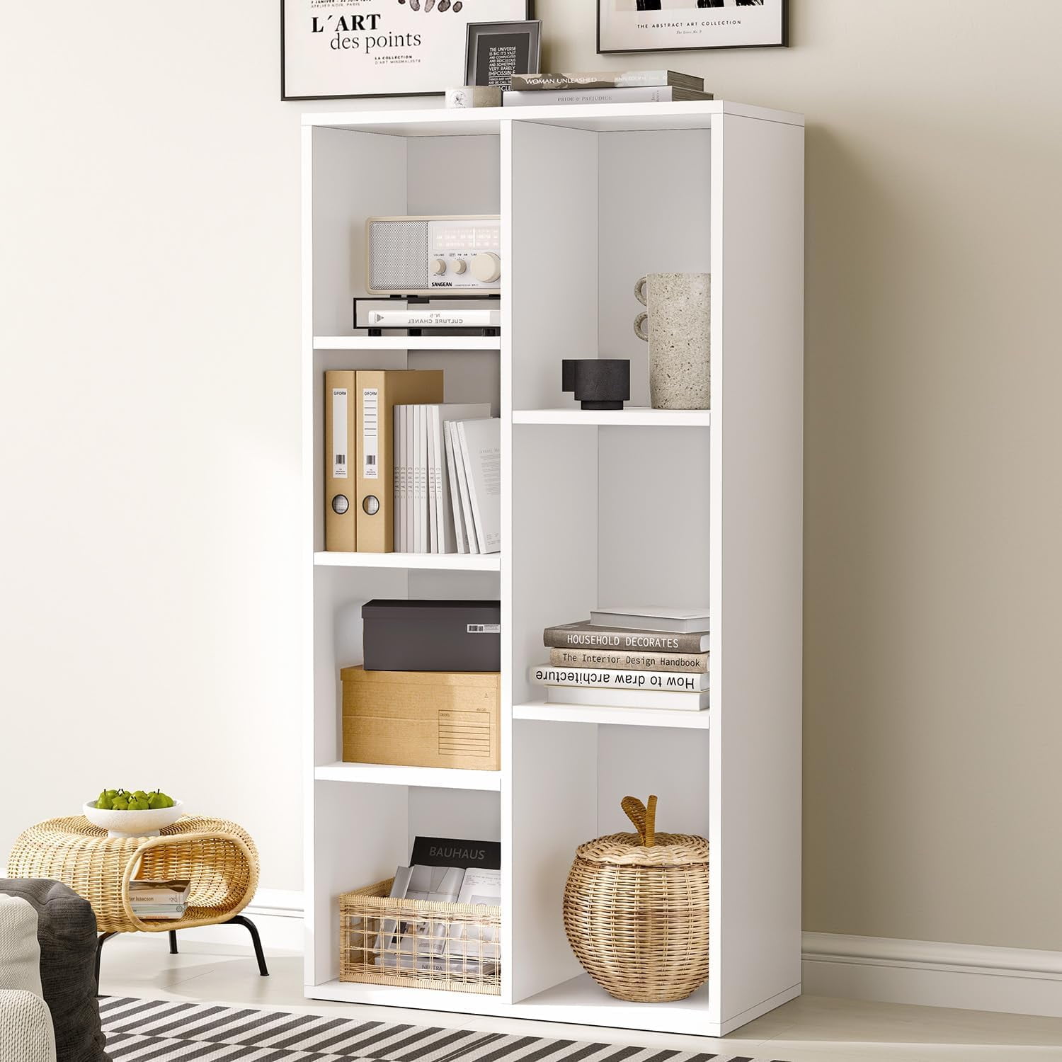 oneinmil 7 Cube Bookshelf, White Cube Organizer and Display Shelf with ...