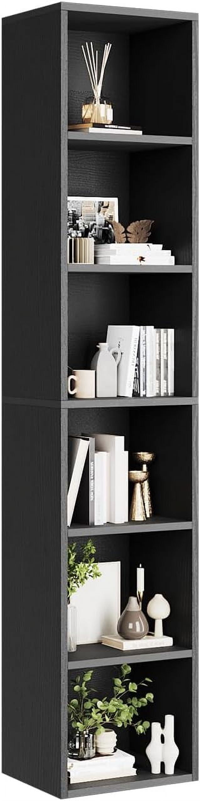 oneinmil 71.5" Tall Narrow Bookshelf, 6-Tier Cube Display Rack, Modern ...