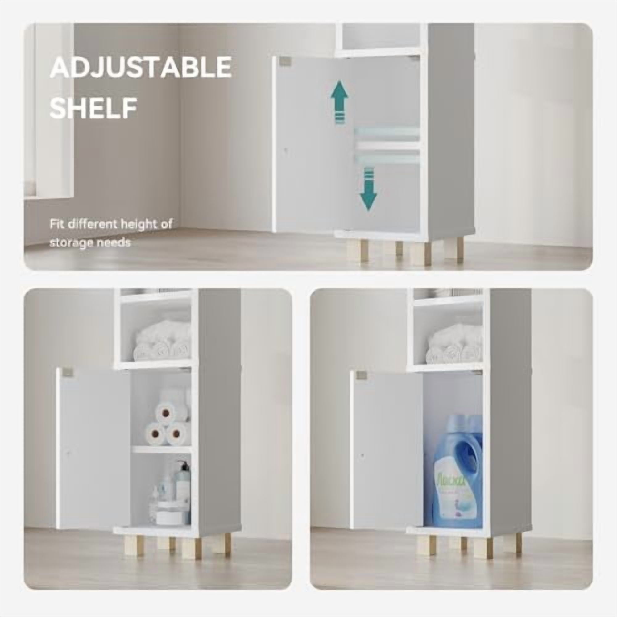 oneinmil Slim Bathroom Storage, Narrow Cabinet with Door and Adjustable ...