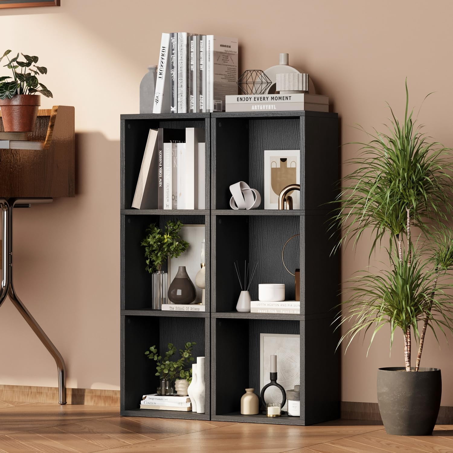 oneinmil Small Narrow Bookshelf, Cube Display Rack, Modern Corner ...