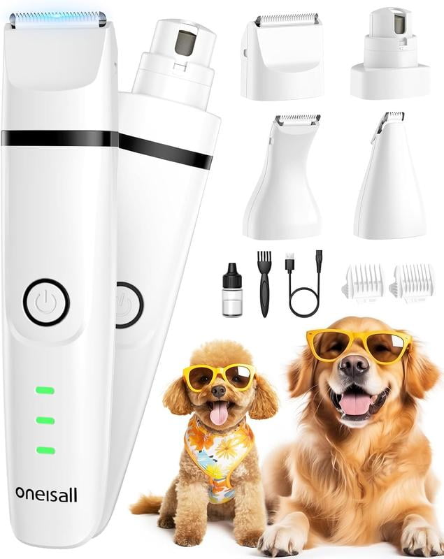 oneisall 4 in 1 Dog Clippers, 2 Speed Dog Paw Trimmer & Nail Grinder ...