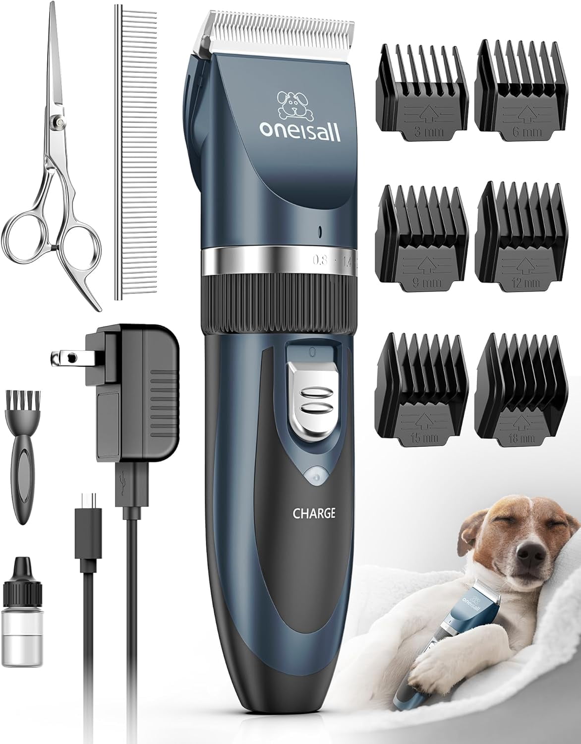 Dog Shaver Clippers Low Noise Rechargeable Cordless Electric Quiet Hair ...