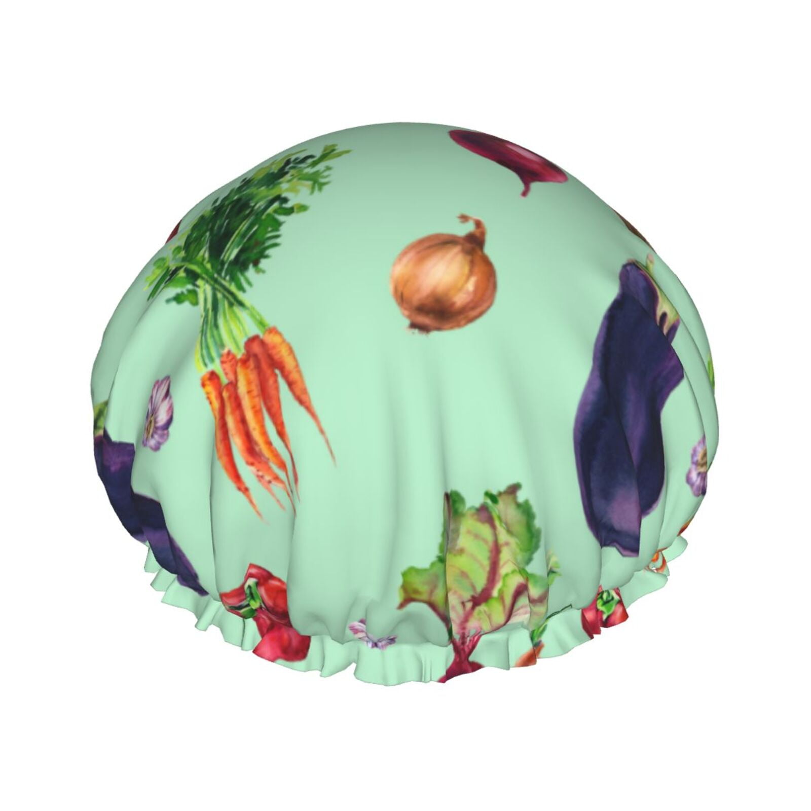 onion garlic Eggplant Shower Cap, Reusable Bath Hair Hat for all Hair ...