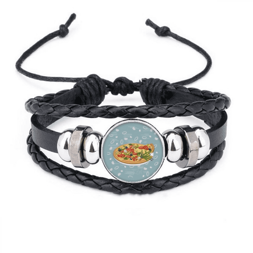 onion pizza italy tomato foods bracelet braided leather woven wristband ...