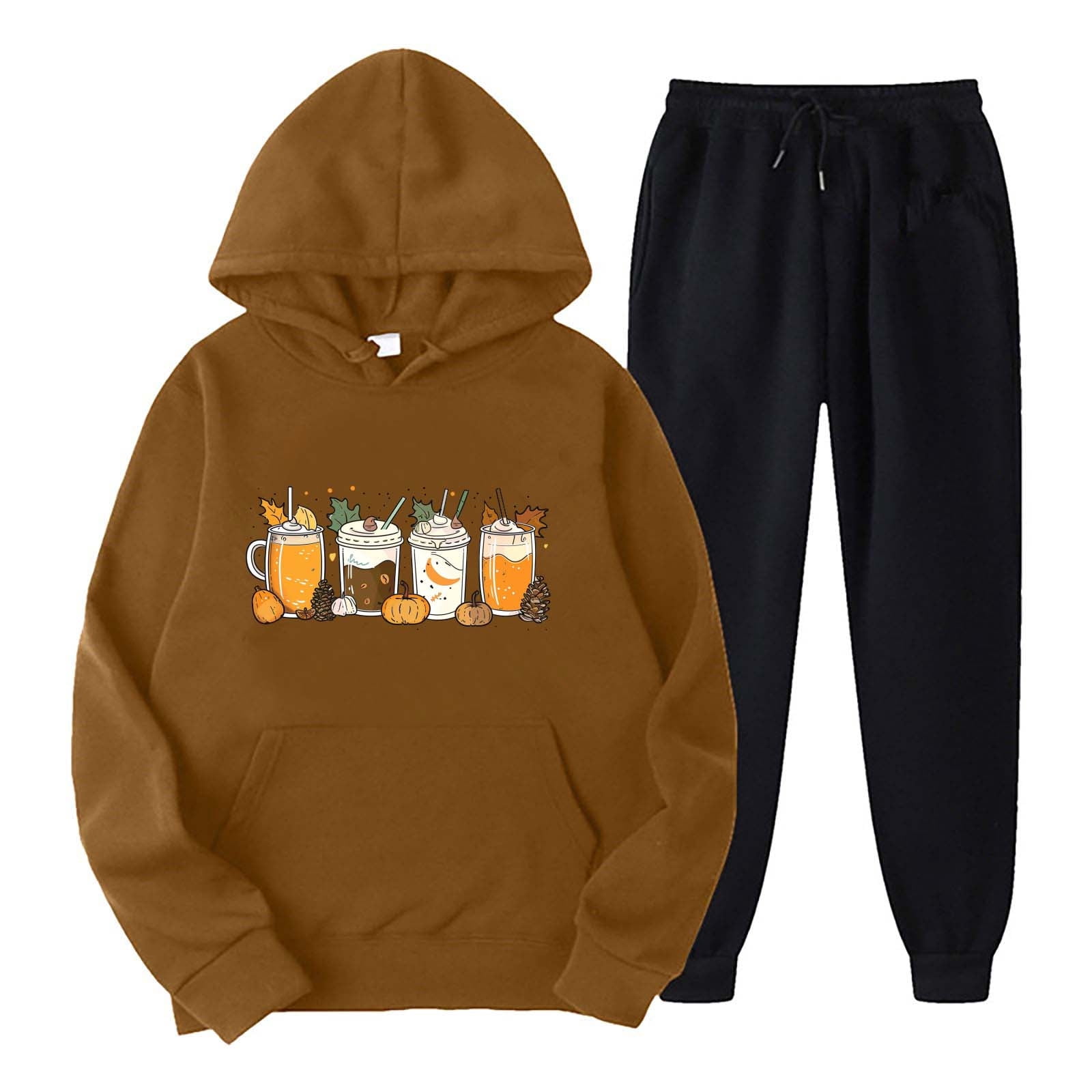 onlyliua Halloween Hoodie Set, Women Two Piece Outfits Heart Print Cute ...
