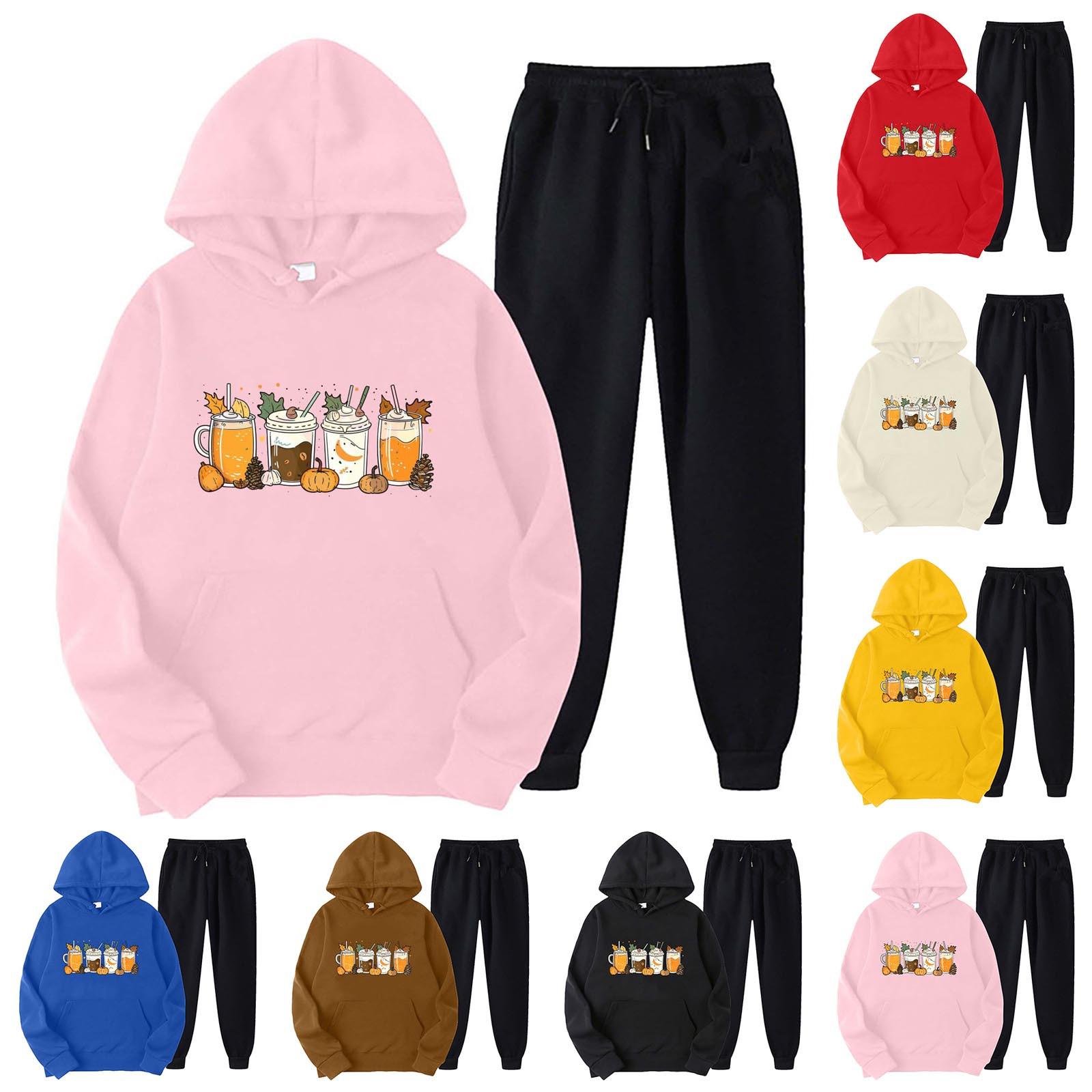 onlyliua Halloween Hoodie Set, Women Two Piece Outfits Heart Print Cute ...