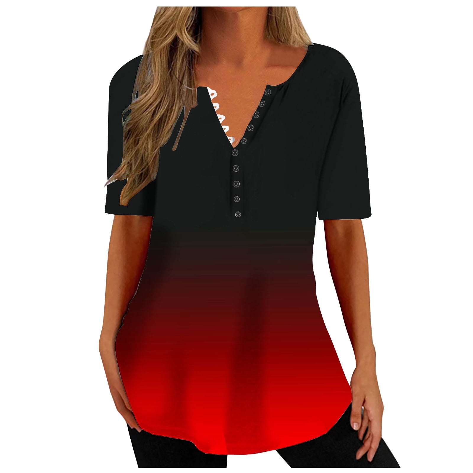 onlyliua Summer Shirts for Women 2024 Trendy Short Sleeve V Neck Cute ...