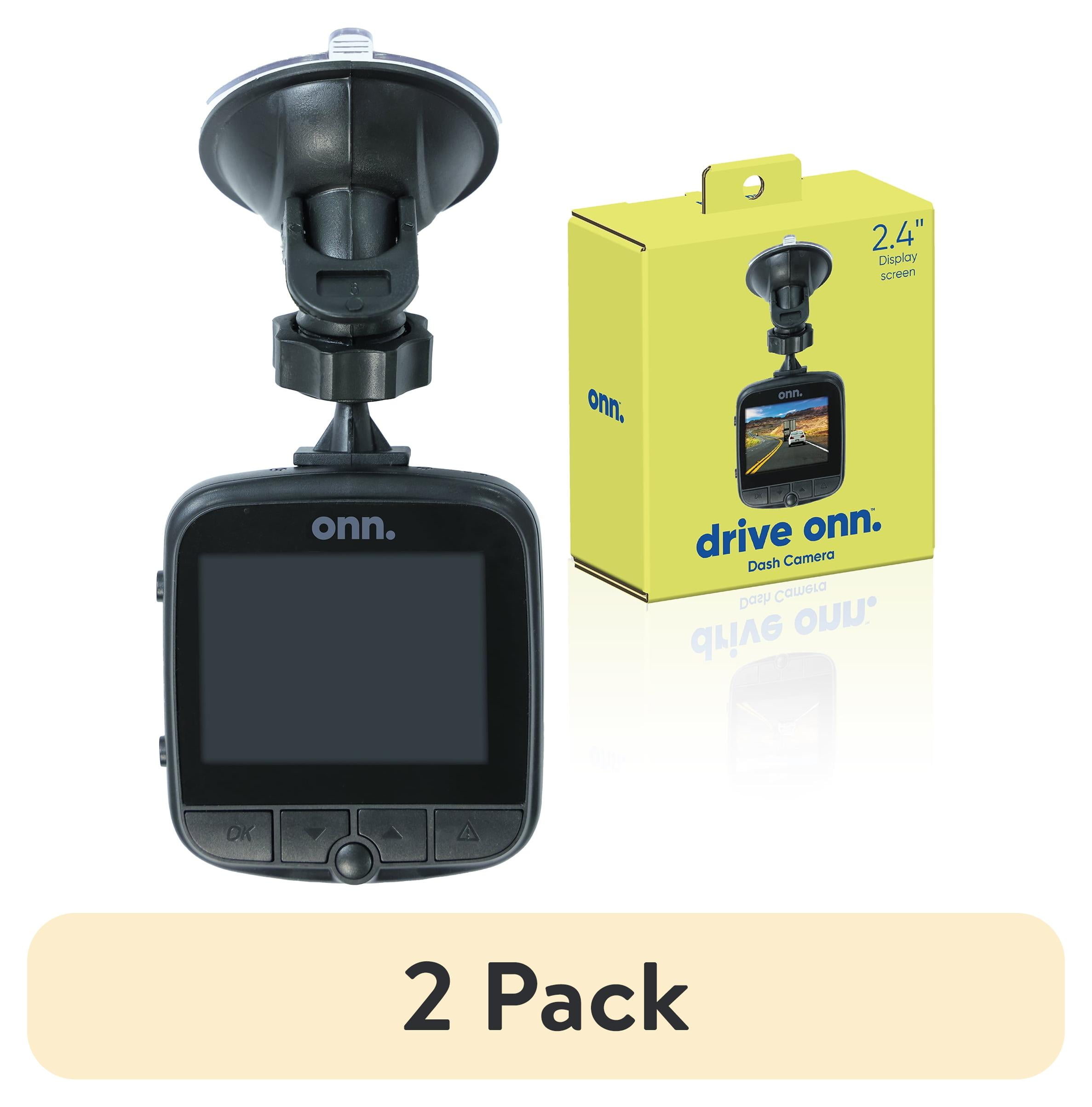 (2 pack) onn. 1080p HD Black Car Dash Cam, 2.4" LCD Screen, 110 Degree ...