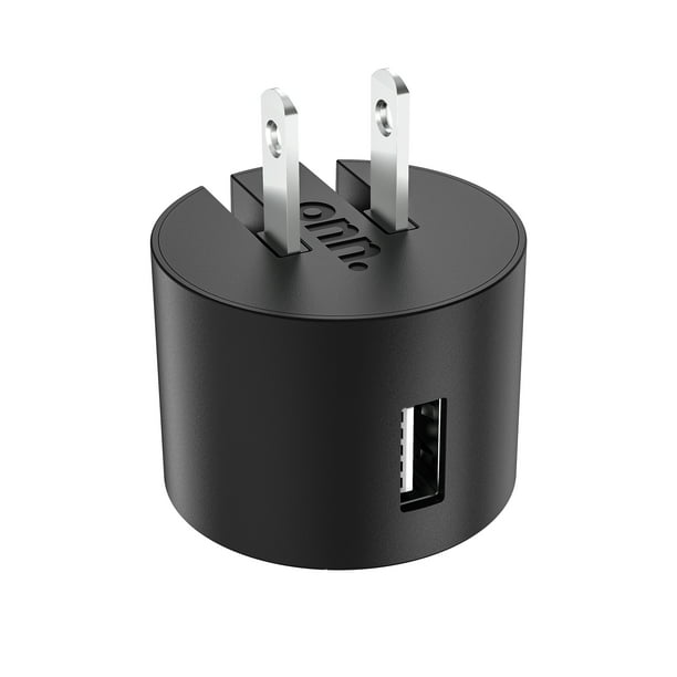 onn. 2.4A USB Wall Charger, Black, Travel friendly plug folds for easy ...