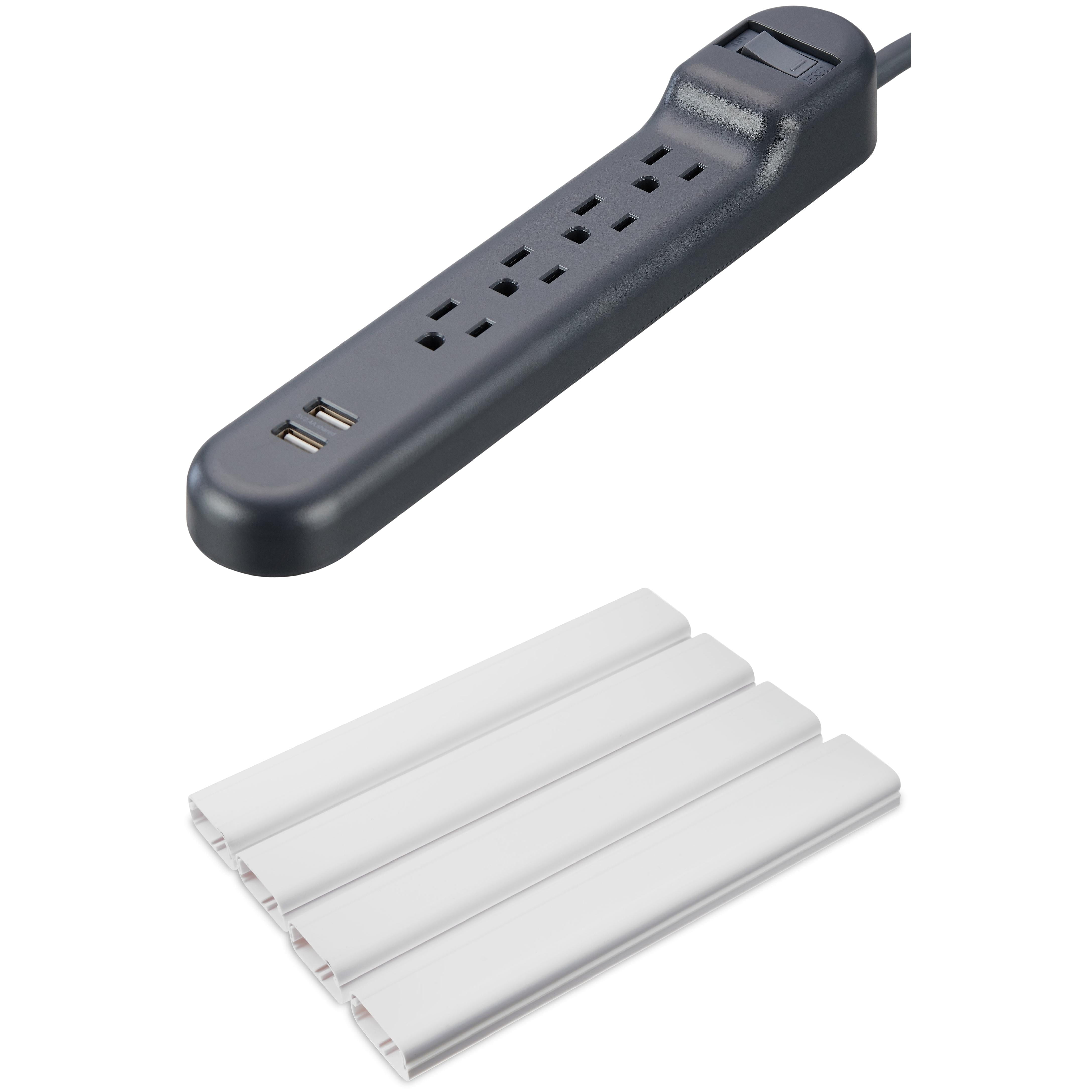 onn. 2.5ft 4 Outlets Surge Protector with Switch & 2 USB Ports- Grey ...