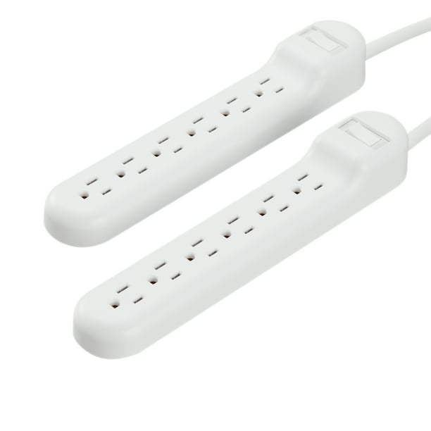 onn. 2.5ft 6 AC Outlets Surge Protector 2pk-White - Walmart Business ...