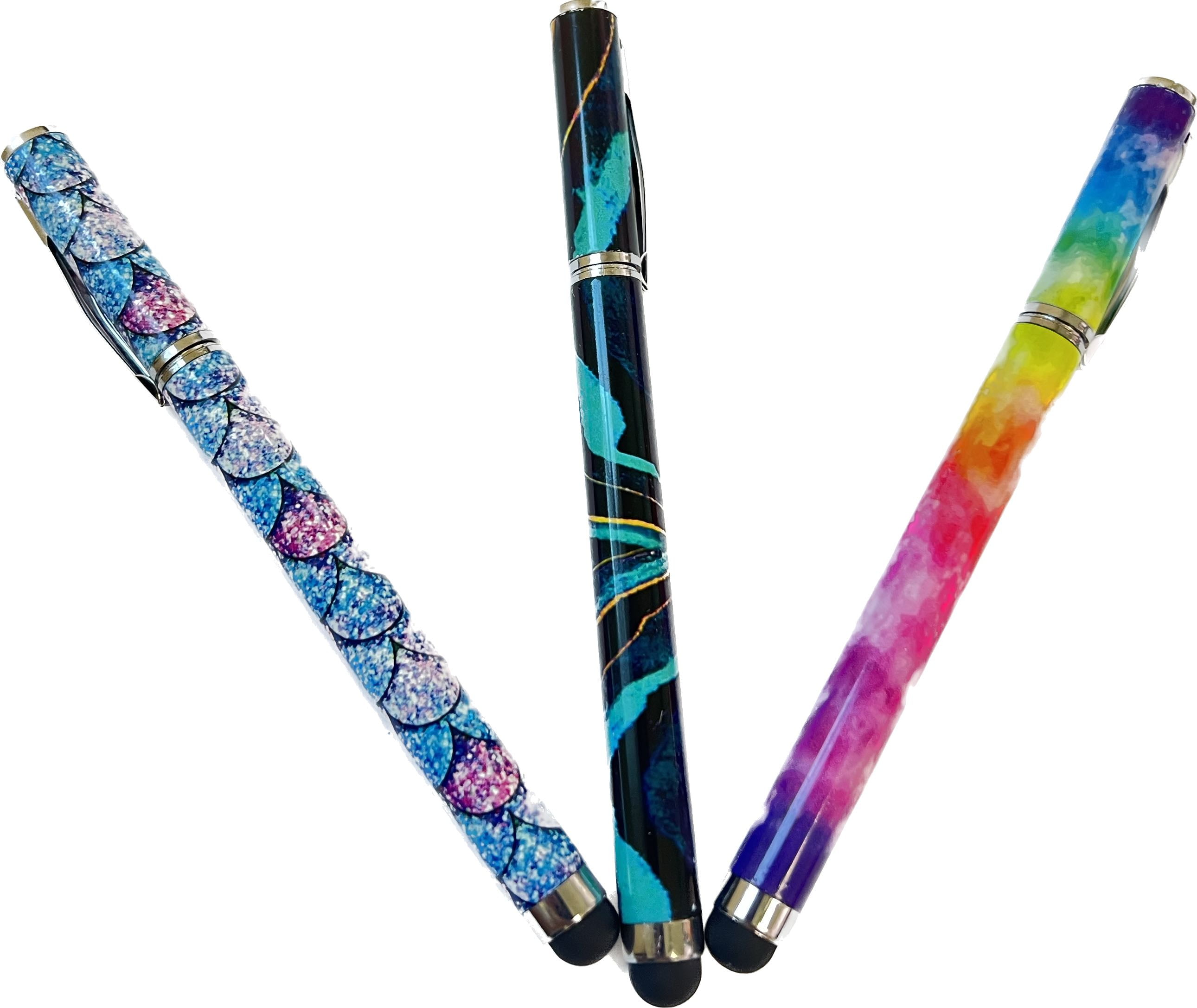 onn. 2-in-1 Stylus Pen with Built-In Ballpoint Pen, Multi-color, 3 ...