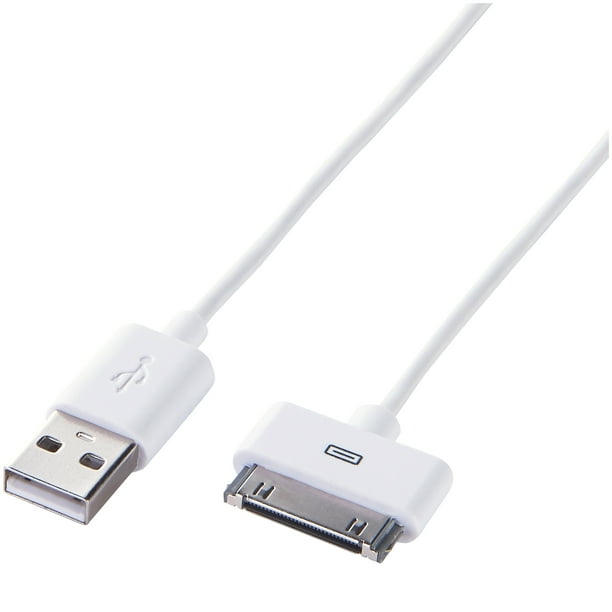 onn. 3.5 ft. Sync and Charge Cable with 30-Pin Connector, White ...
