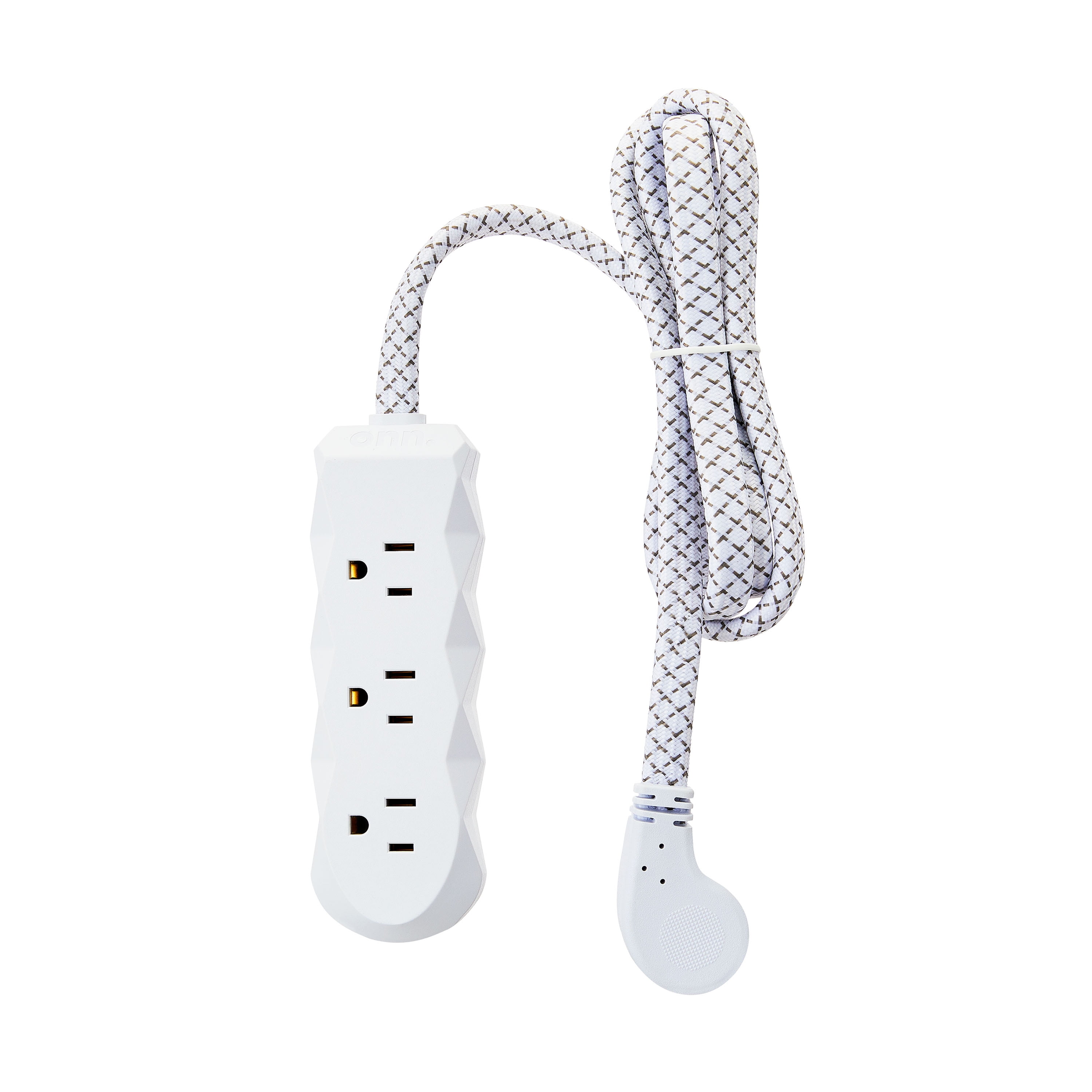 Onn+ 3-Outlet Surge Protector, White, 4ft Power Cord, 400 Joule Energy ...