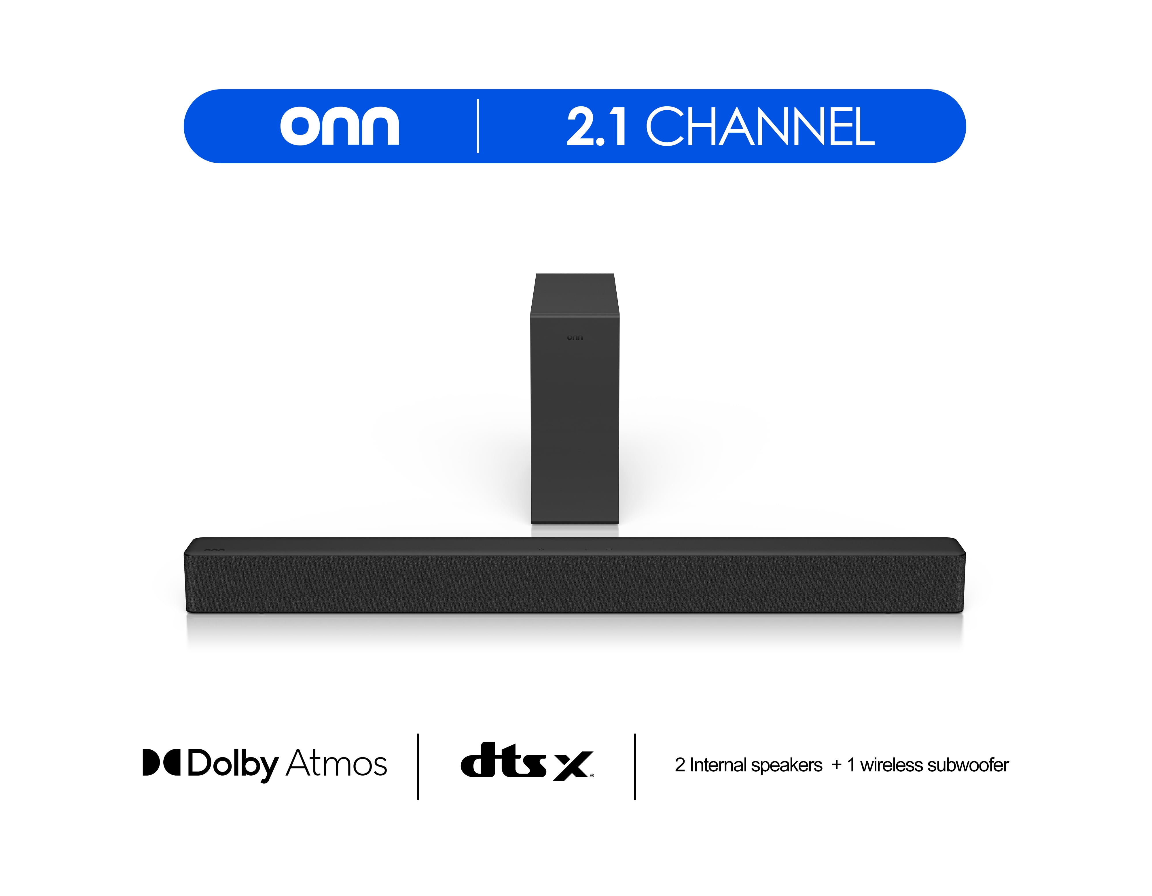 onn Bluetooth 2.1 Channel Soundbar System with Dolby Atmos, 32", Black ...
