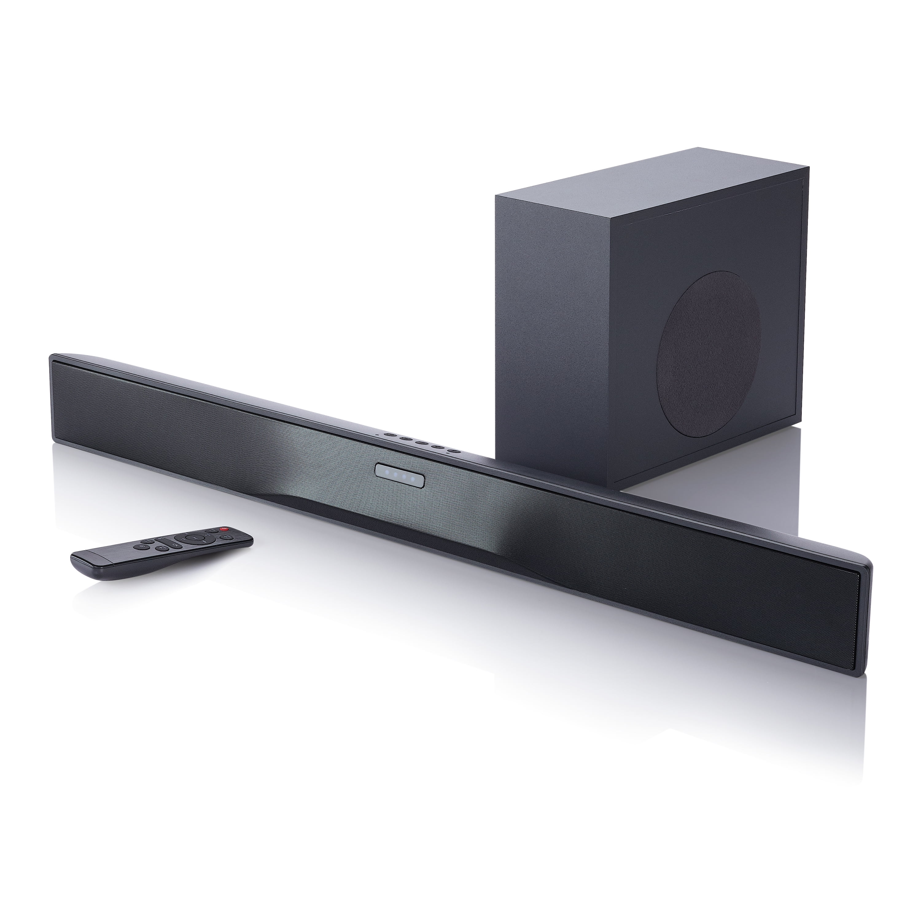 onn 32" Wireless 21-Channel Sound Bar with Subwoofer & Remote Control ...