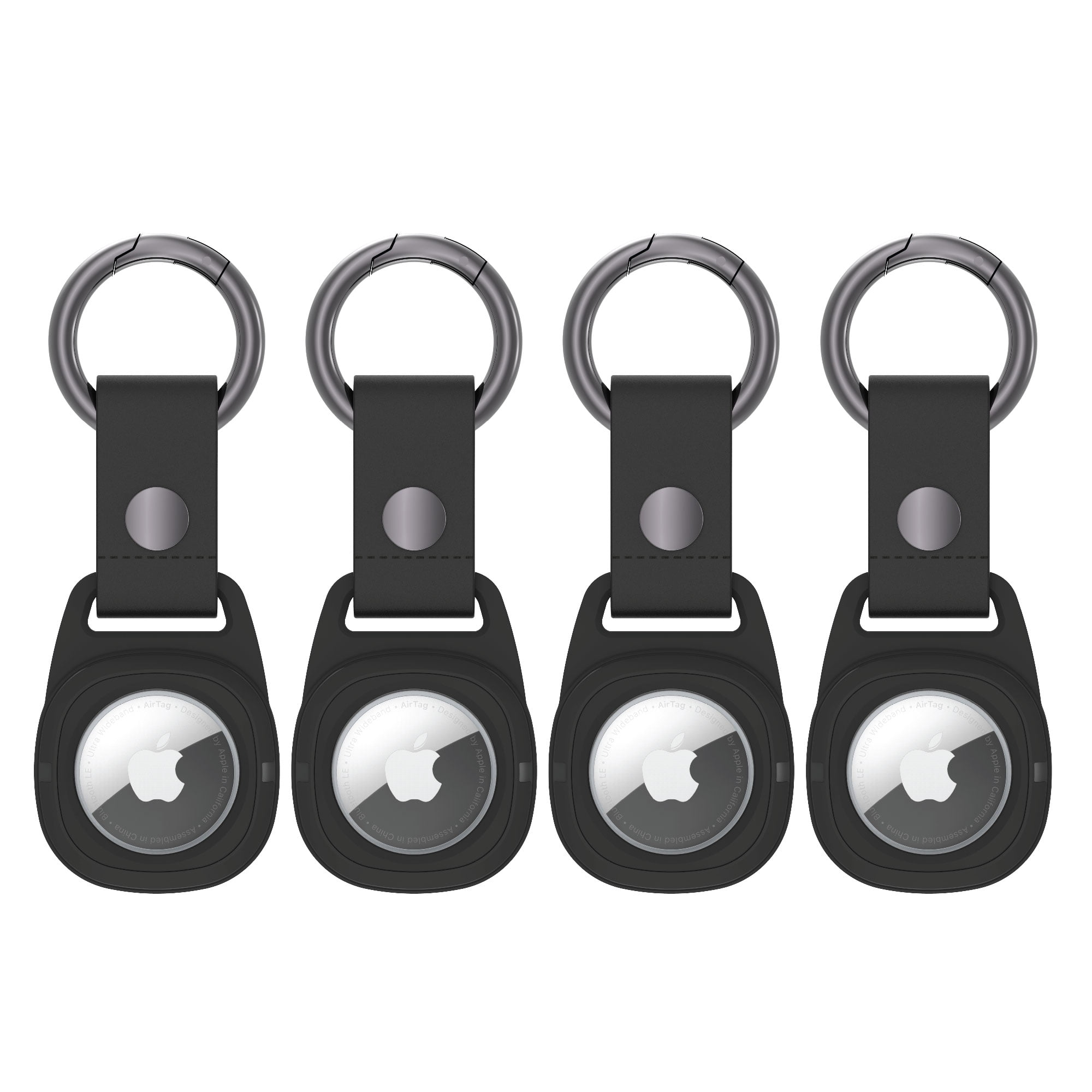 onn. 4 Pack Rugged Protective Keyring Holder for Apple Airtag - Black ...