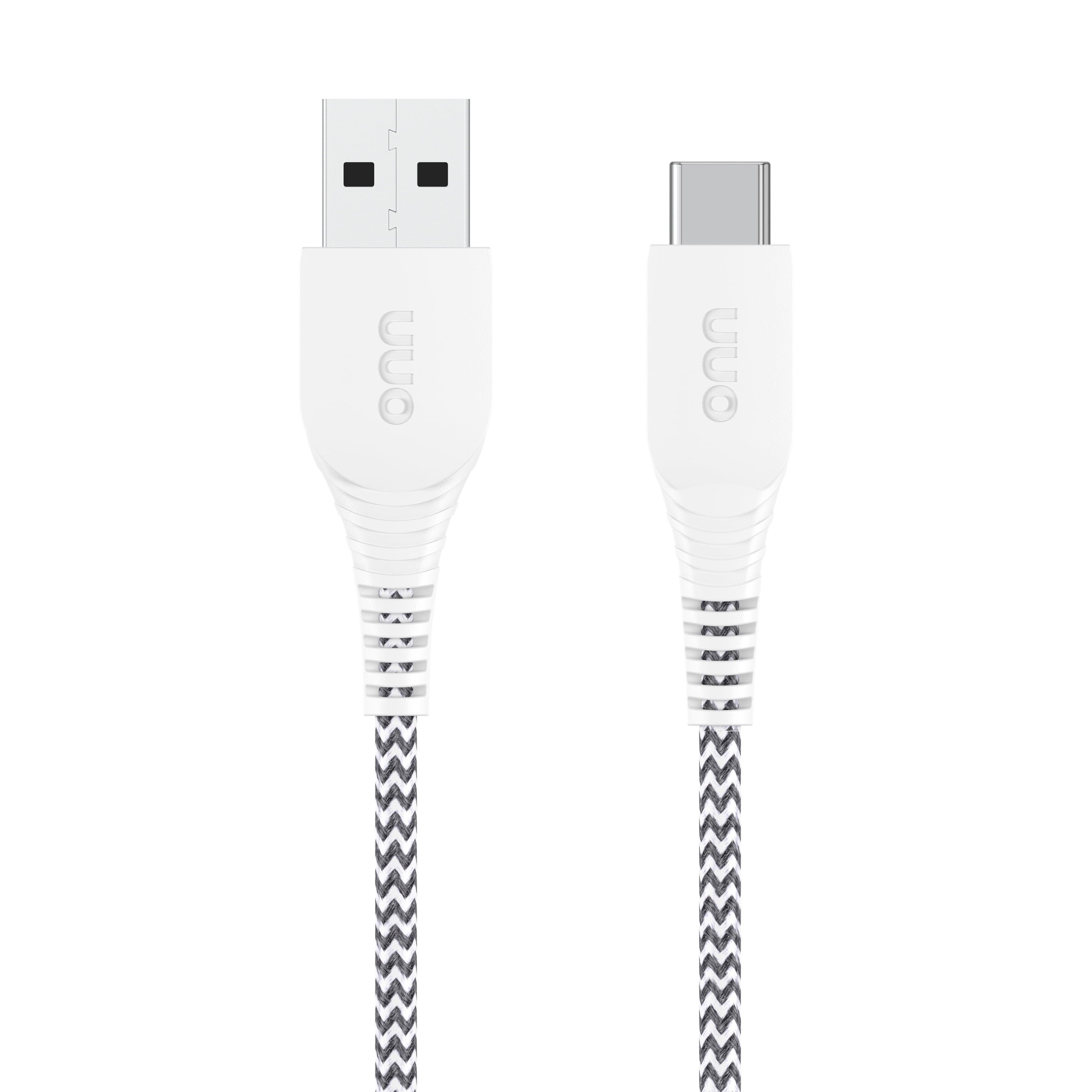 Onn+ 6ft USB-C to USB-A Braided Charging Cable, White, Supports Data ...