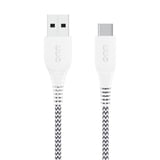 Onn+ 6ft USB-C to USB-A Braided Charging Cable, White, Supports Data ...