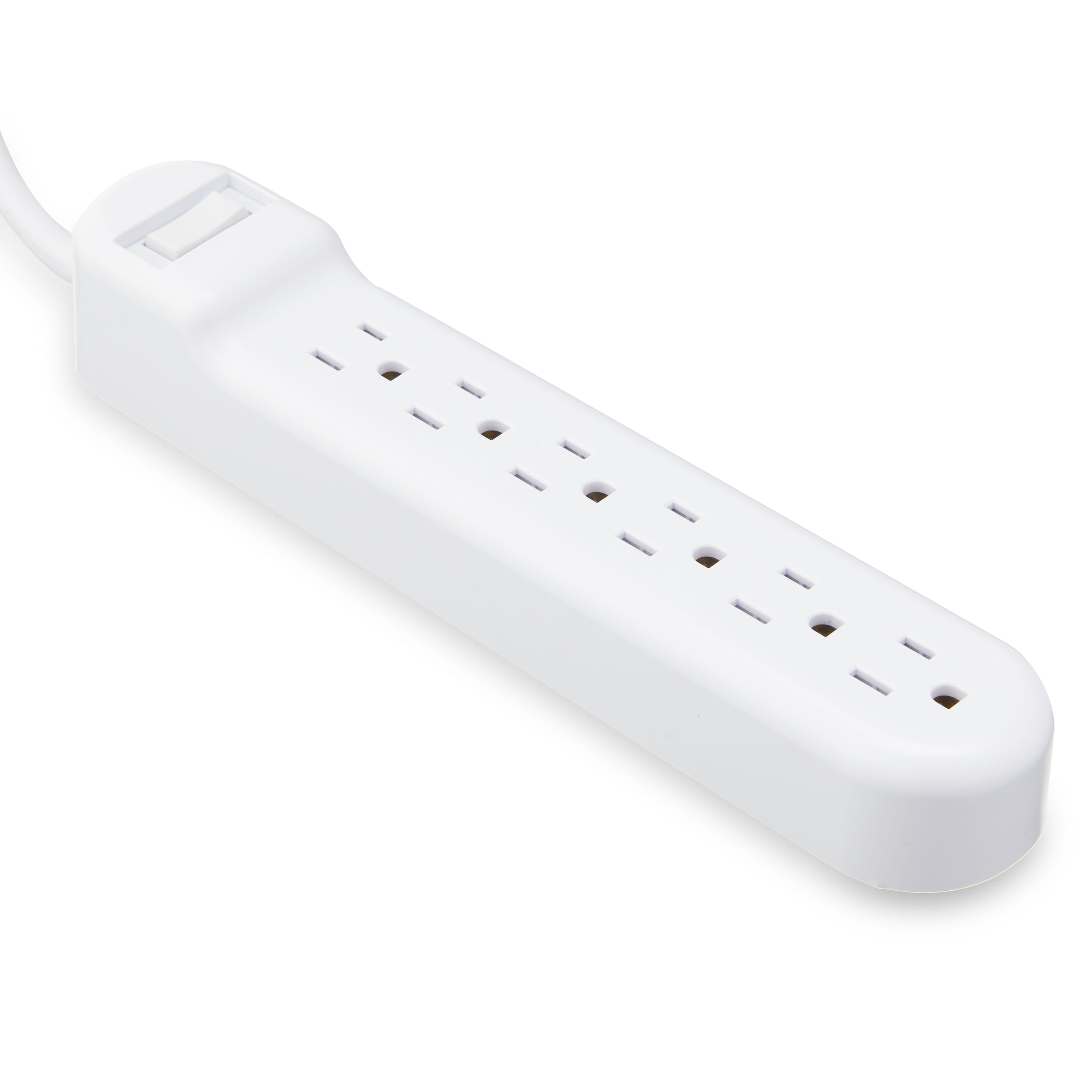 onn. 6-Outlet Surge Protector, White, 2 Pack, 2.5ft Power Cord ...