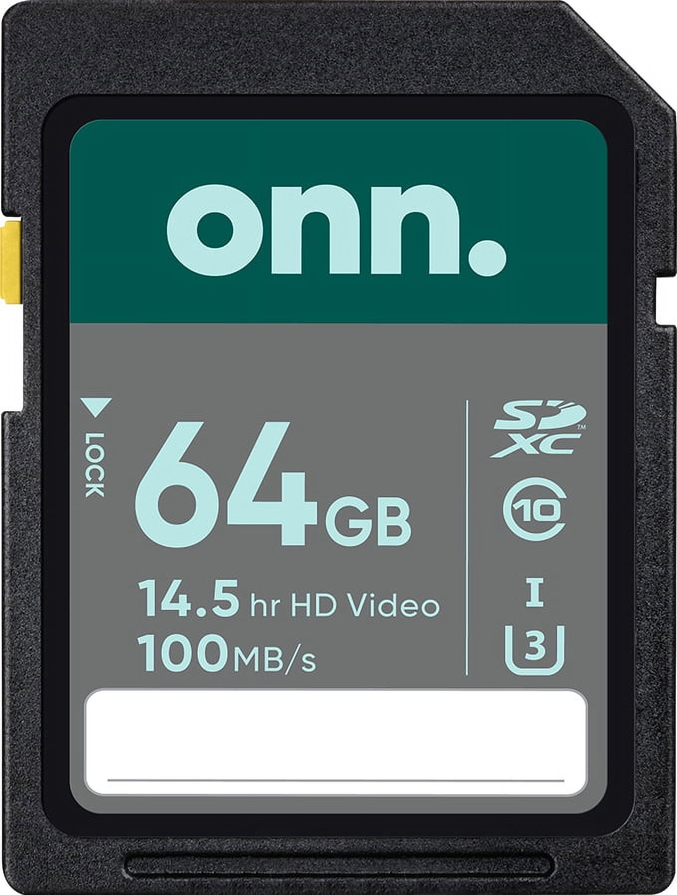 onn. 64GB Class 10 U3 SDXC Flash Memory Card - Walmart.com