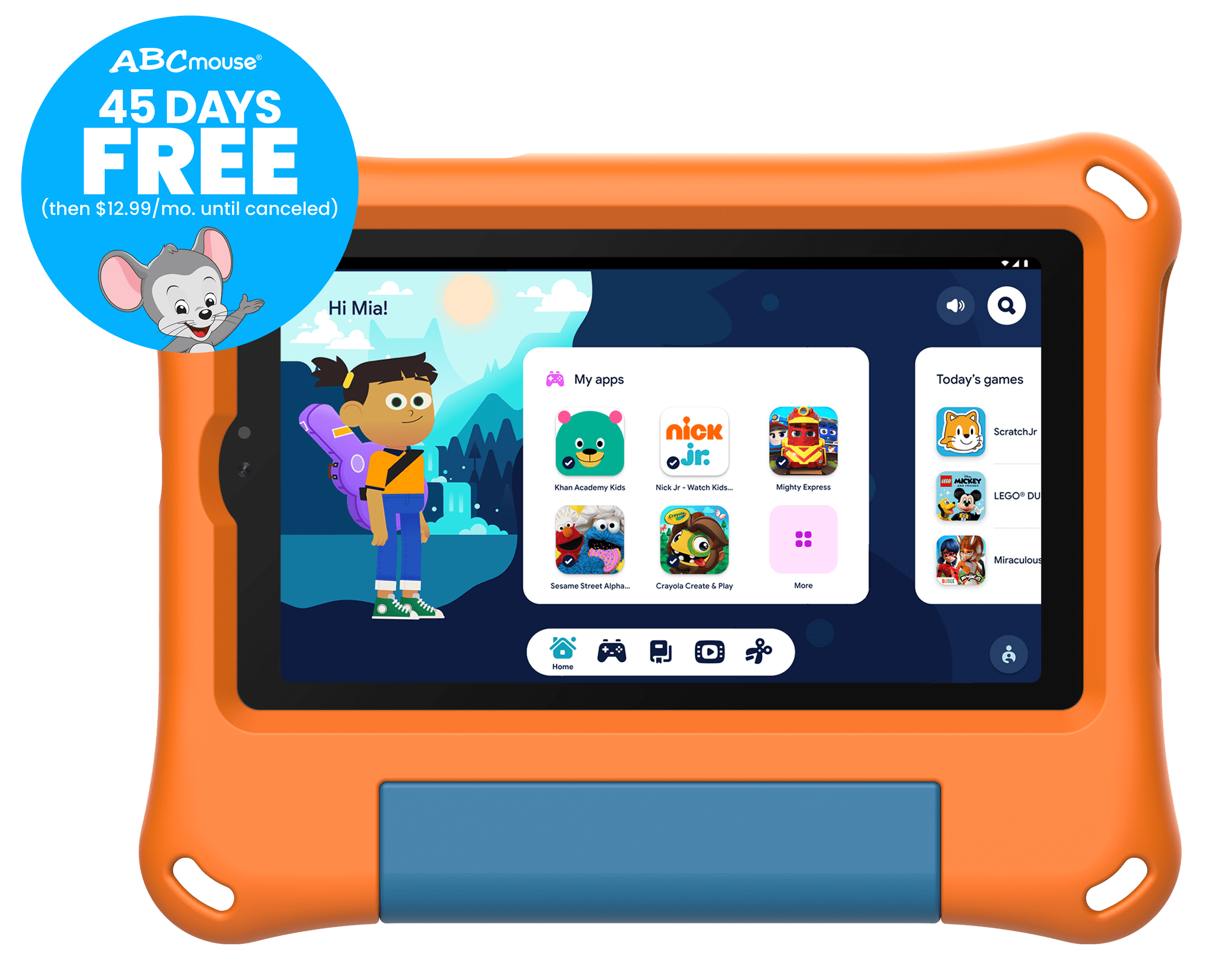 onn. 7" Kids' Tablet Powered by Android, 32GB, Orange - Walmart ...
