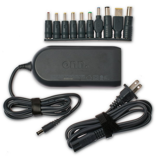 onn 90W Laptop Charger with 10 Interchangeable Tips, 10ft Power Cord ...