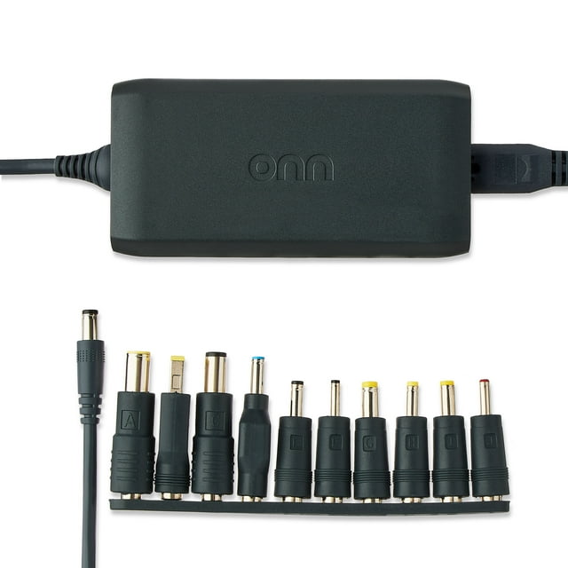 onn. 90W Universal Laptop Charger with 10 Interchangeable Tips, Total ...