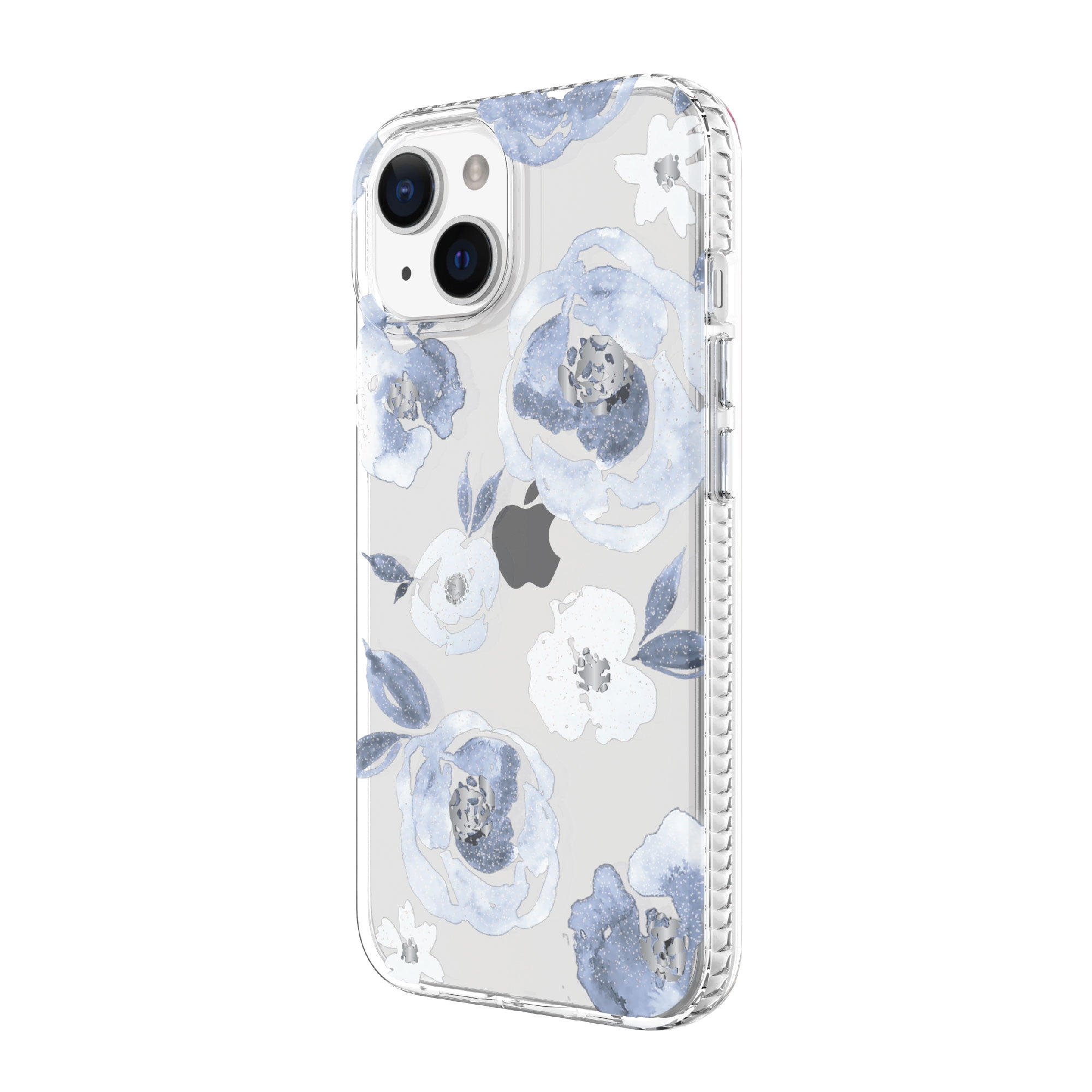 onn. Blue Floral with Glitter Phone Case for iPhone 14 / iPhone 13 ...