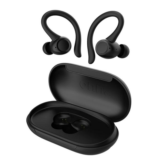 onn. Bluetooth True Wireless Earbuds with Earhook for Sport, Black ...