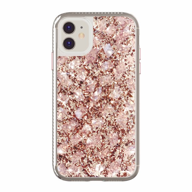 onn. Blush Gold Fleck with Shell Phone Case for iPhone 11 / iPhone XR ...
