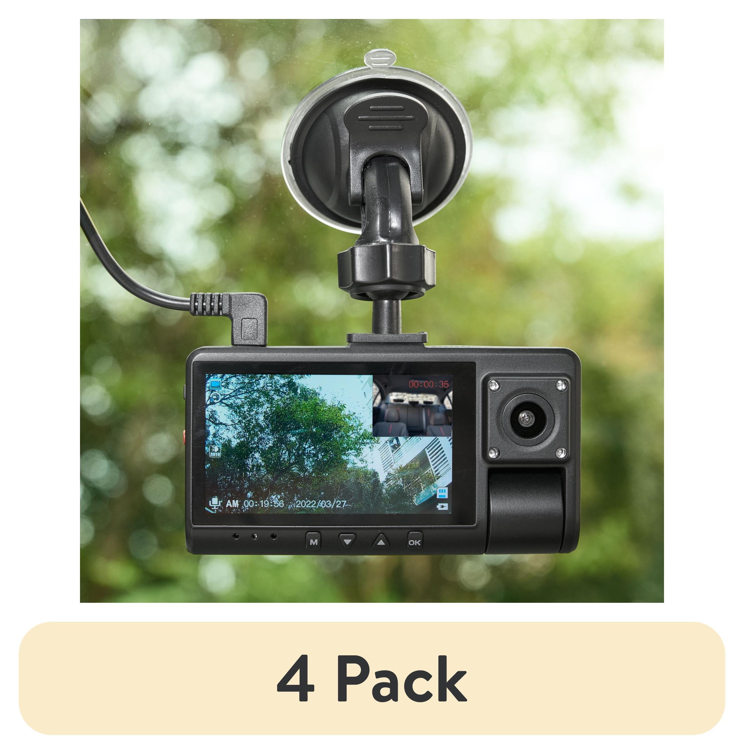 (4 pack) onn. Dual Dash Cam with Ultra-Wide Angle Lens, 3" LCD Screen ...