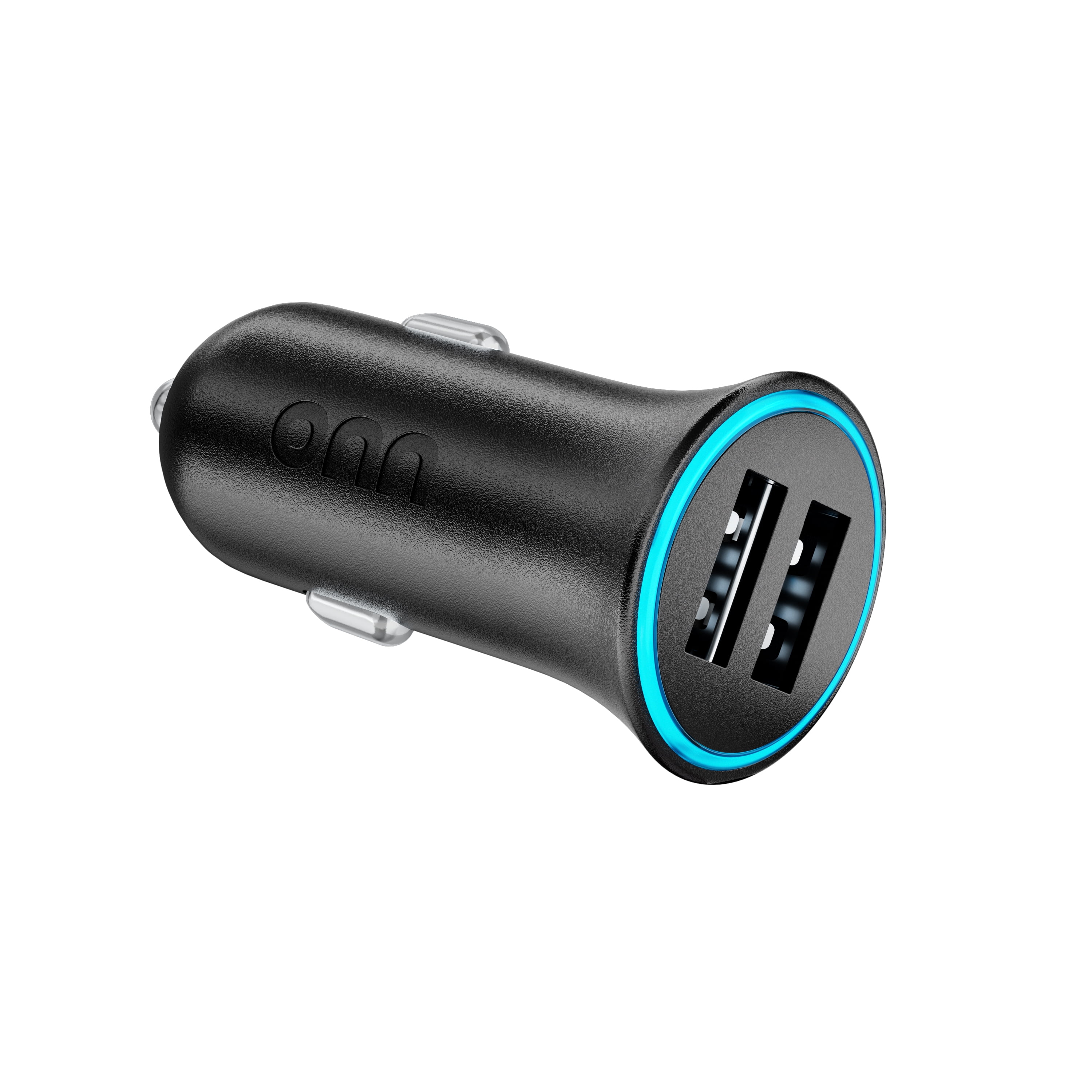 Onn+ 24W Dual USB A Port Car Charger Black Compact device charges two ...