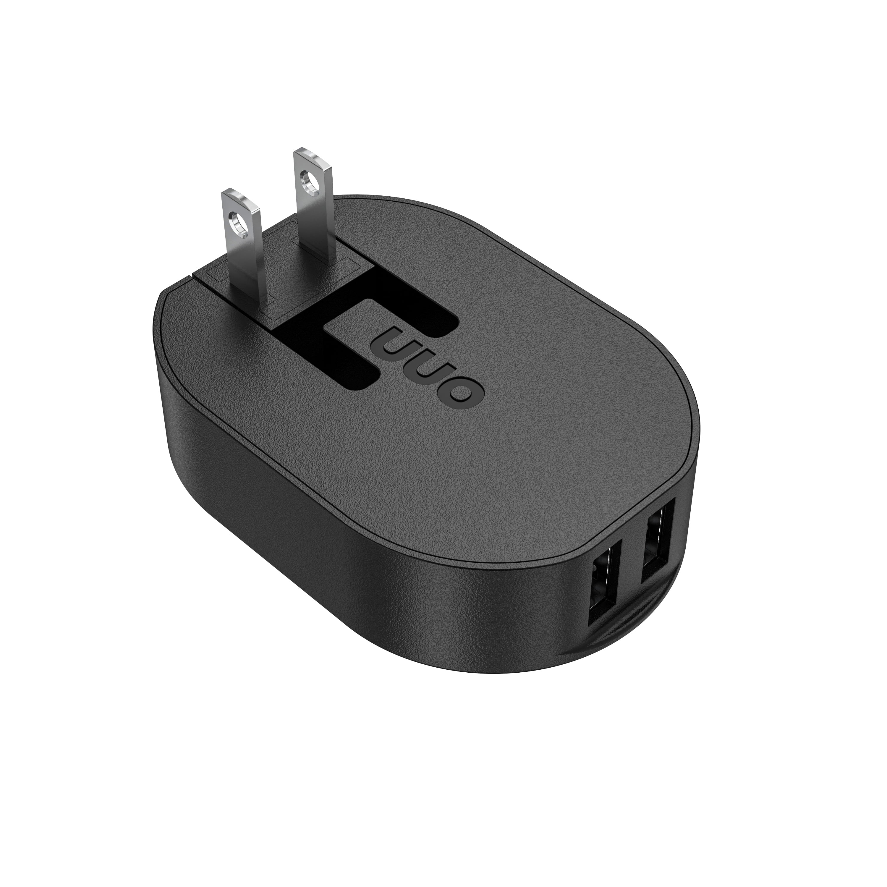 Onn+ 24W Dual USB-A Wall Charger with 3ft Lightning Cable Foldable Plug ...