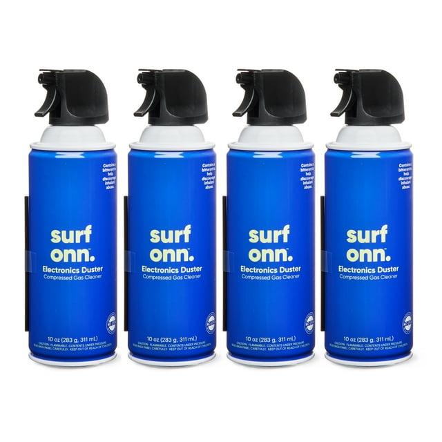 onn. Electronics Duster Compressed Gas Cleaner, 10 oz, 4-Pack, length 2 ...