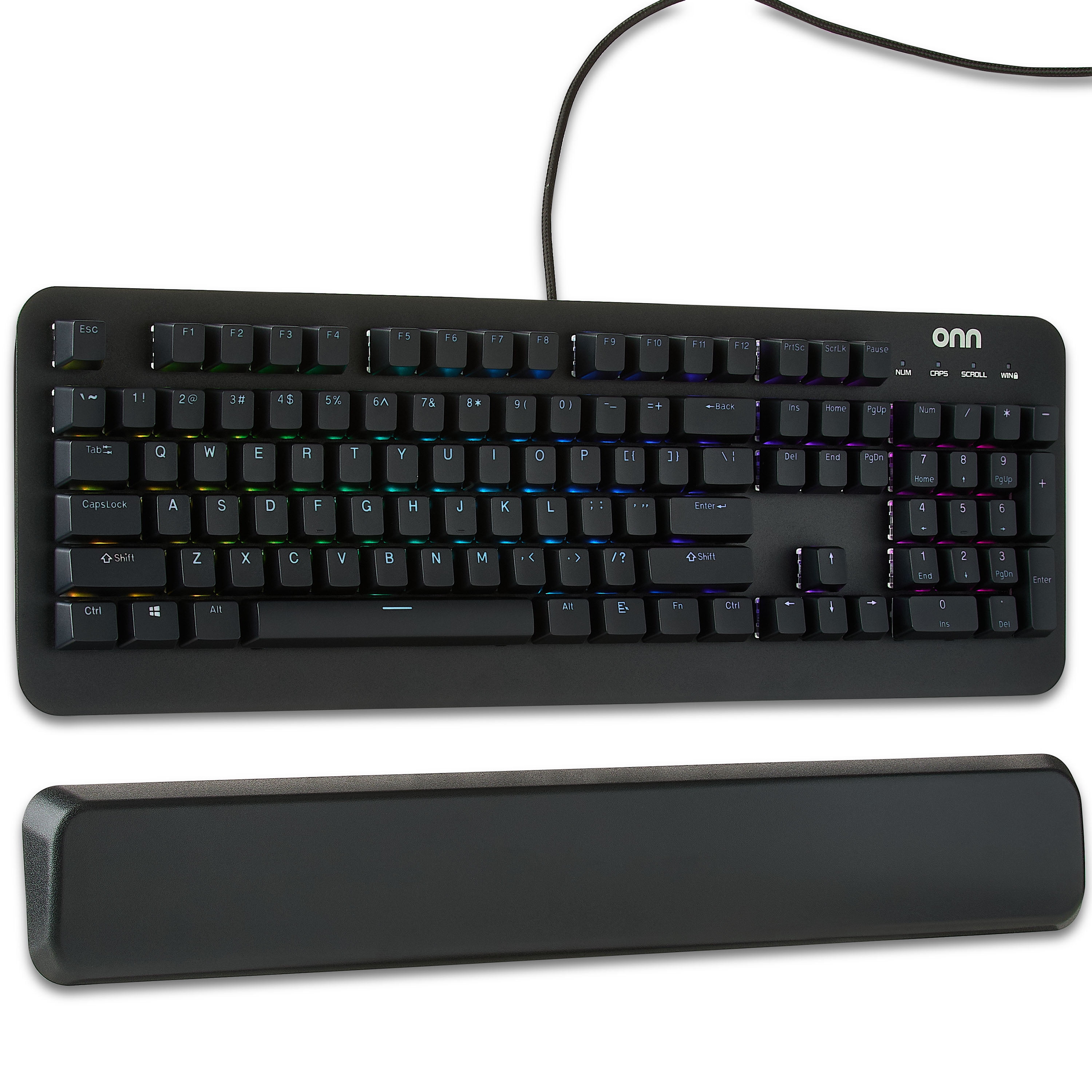 onn. Gaming Mechanical Keyboard with Blue Switches, Adjustable 16.8M ...