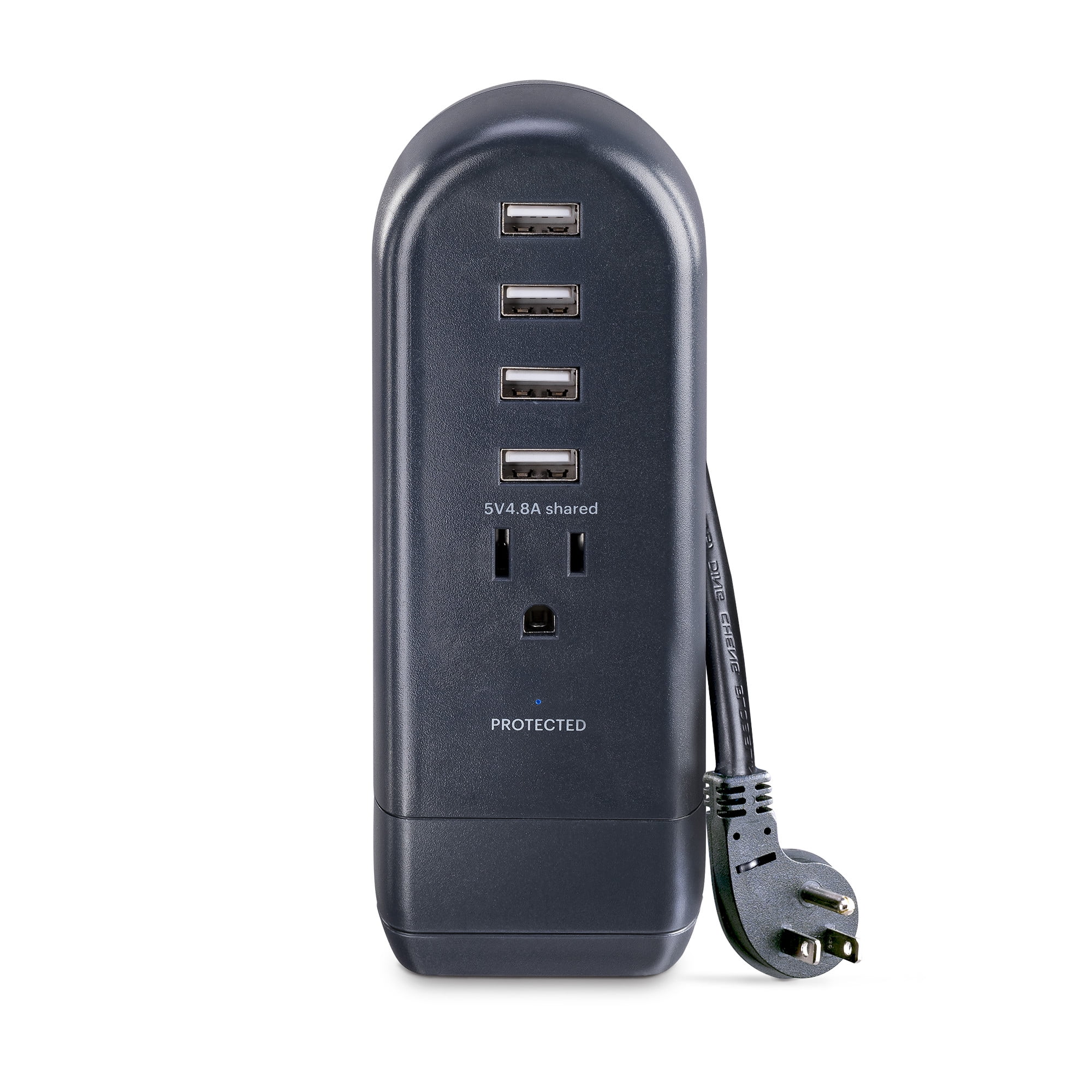 onn. Gray USB Charging Tower with 1 AC Outlet and 4 USB Ports - Walmart.com